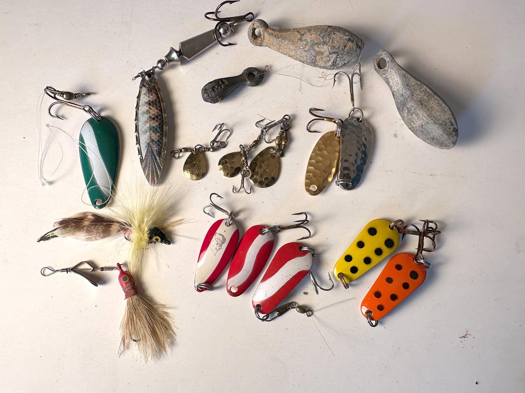 Vintage Fishing Tackle Lures Flies Sinkers Mixed Lot 10 Little Demon ...