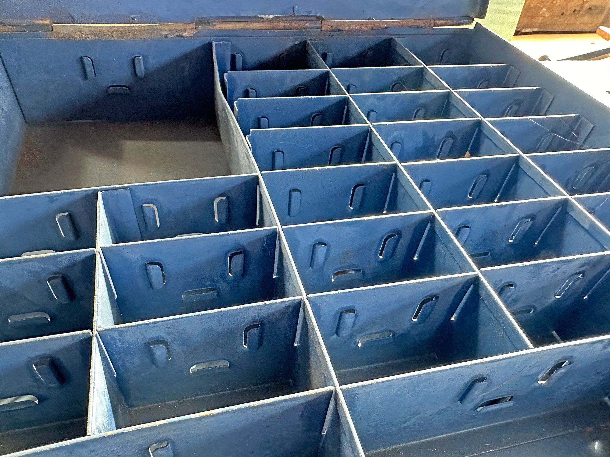 Vintage Industrial Rustic Large Flat Metal Auto Mechanics Shop Box With ...