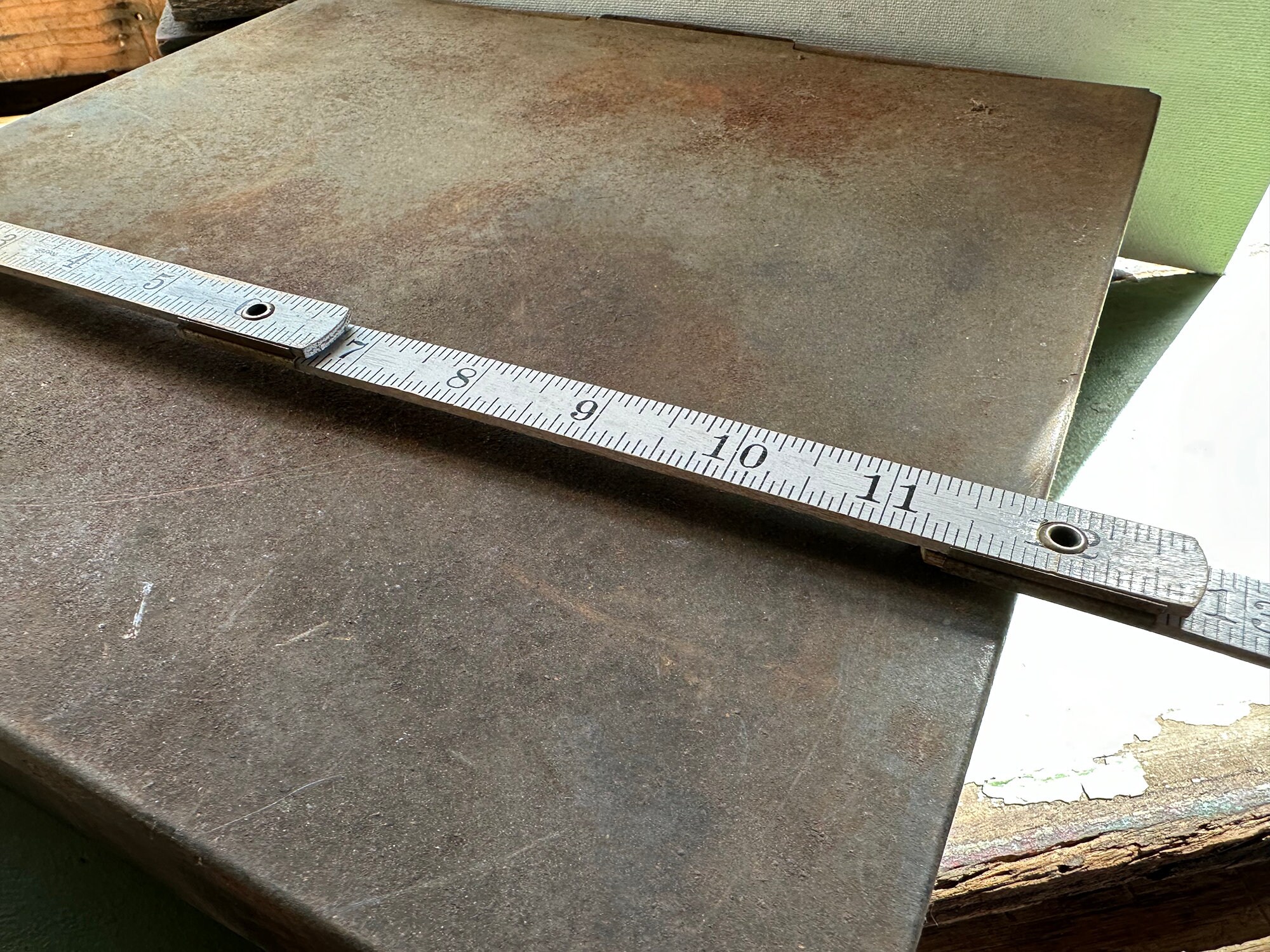 Vintage Industrial Rustic Large Flat Metal Auto Mechanics Shop Box With ...