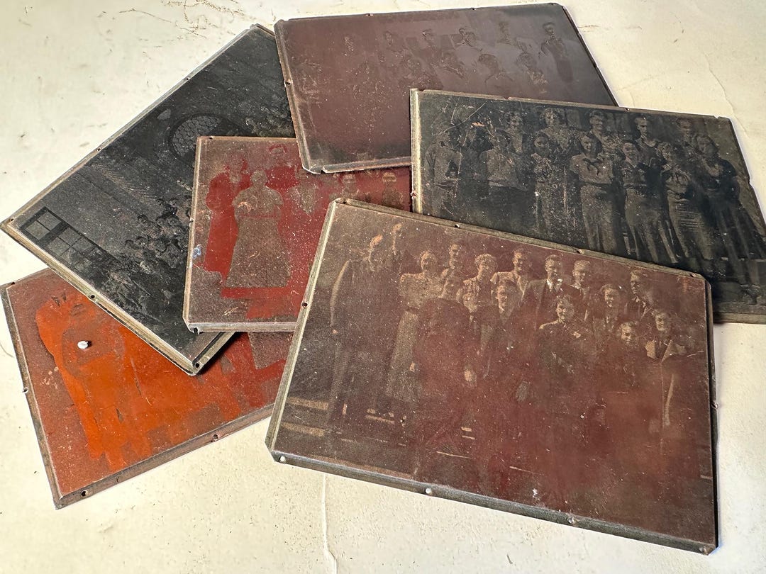 Vintage 1930s Solid Copper Lithograph Printing Plates Negative School ...