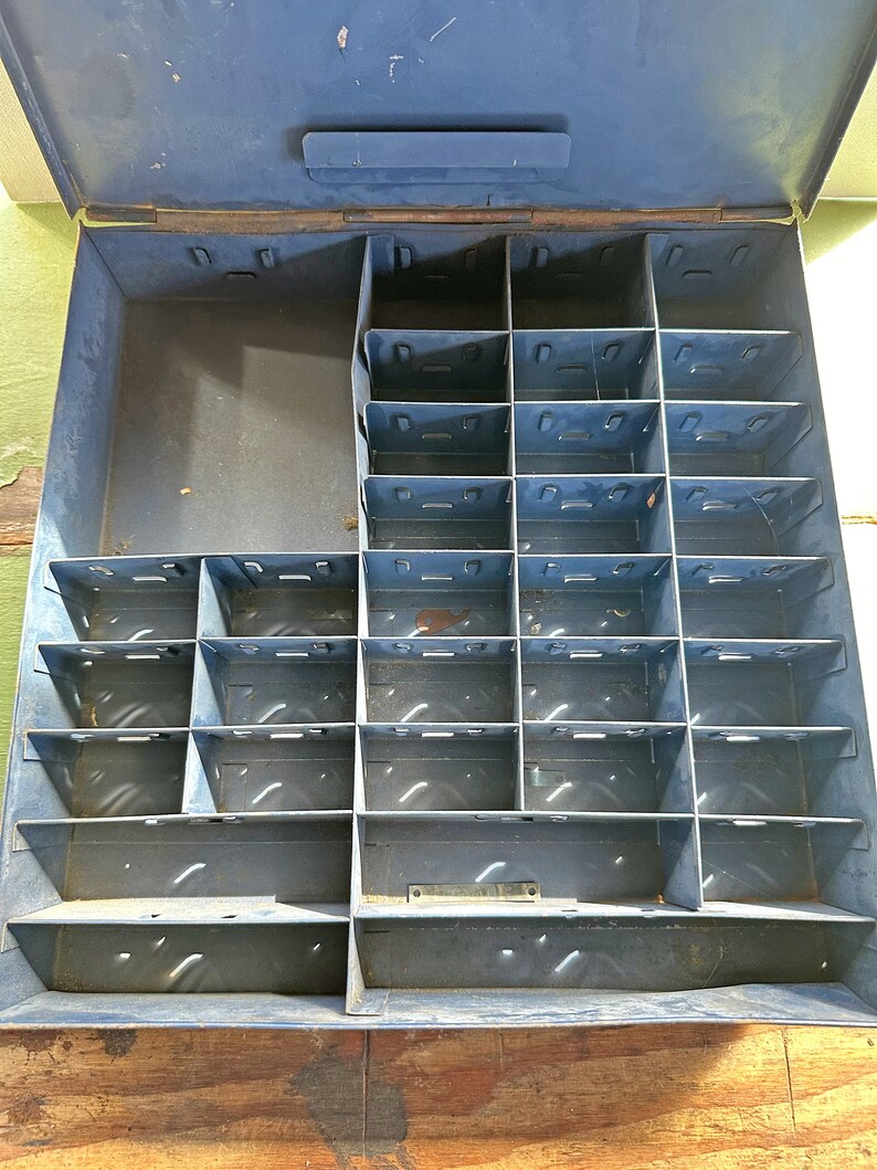 Vintage Industrial Rustic Large Flat Metal Auto Mechanics Shop Box With ...