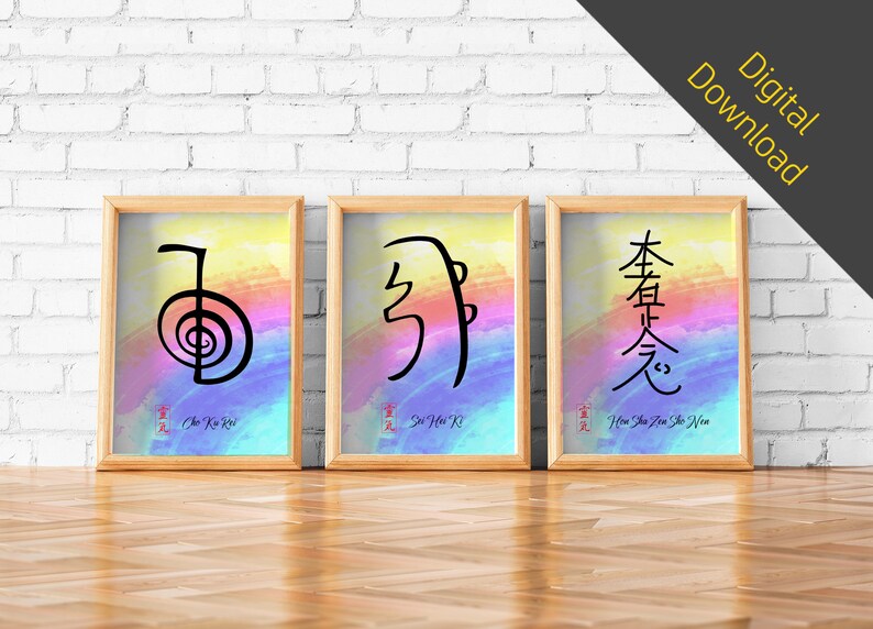 Reiki Symbols Set of 3 Rainbow Art Print Cho Ku Rei Sei Hei - Etsy ...
