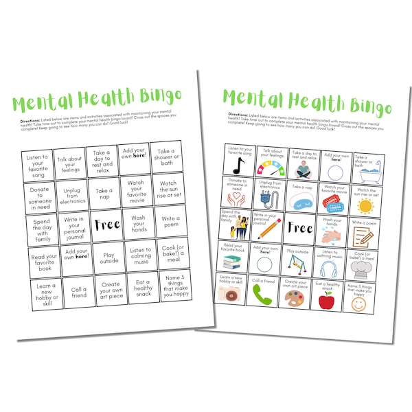 Mental Health Bingo - Etsy