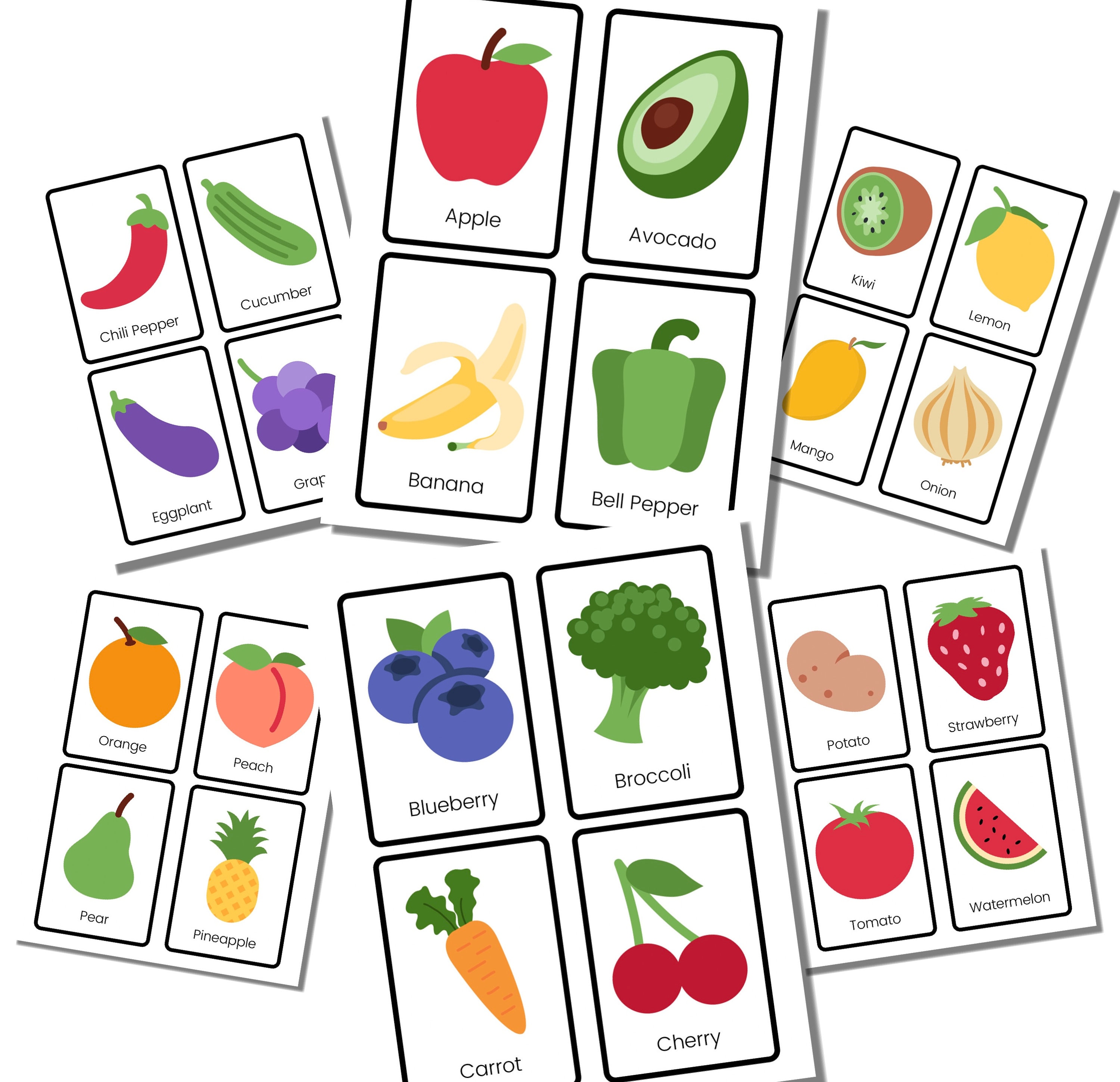 Healthy Fruits and Vegetables Flashcards *INSTANT DIGITAL DOWNLOAD* - Etsy