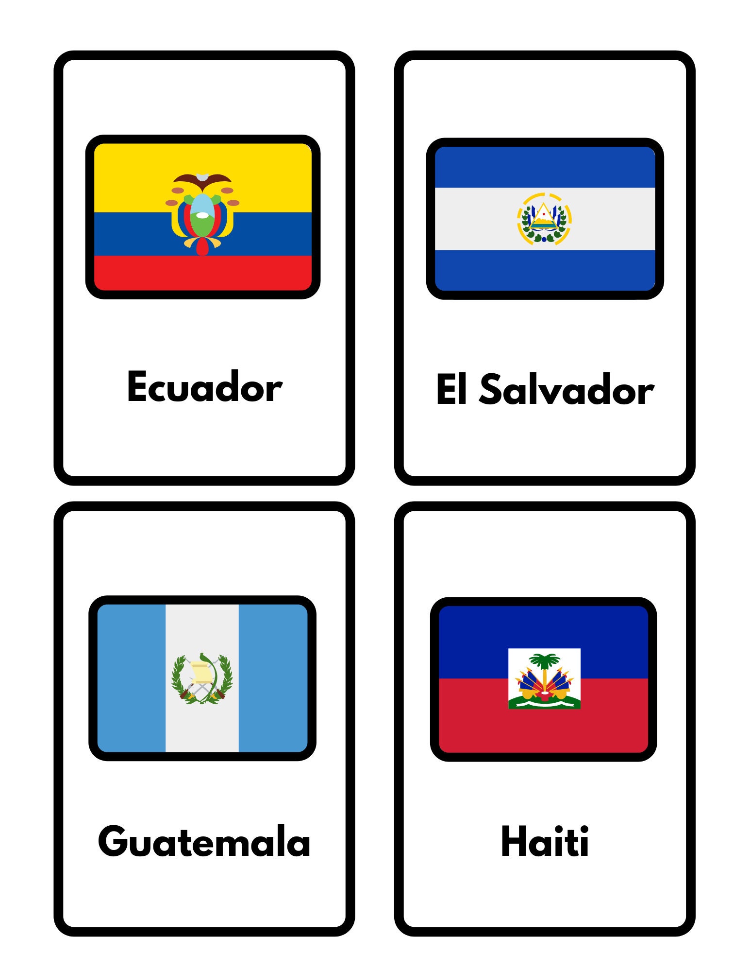 South America Countries Flag Flashcard Set *INSTANT DIGITAL DOWNLOAD ...