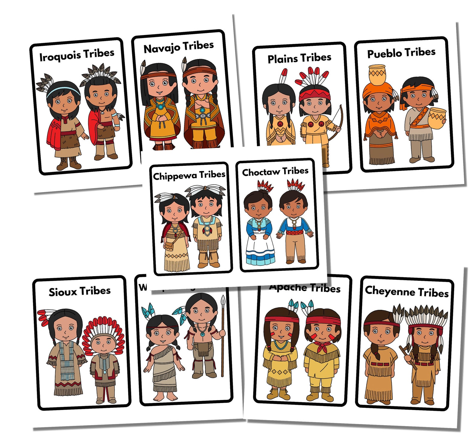 Native American Tribe Flashcards W/ Optional Matching Game (includes 10 ...