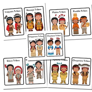 Native American Tribe Flashcards W/ Optional Matching Game (includes 10 ...