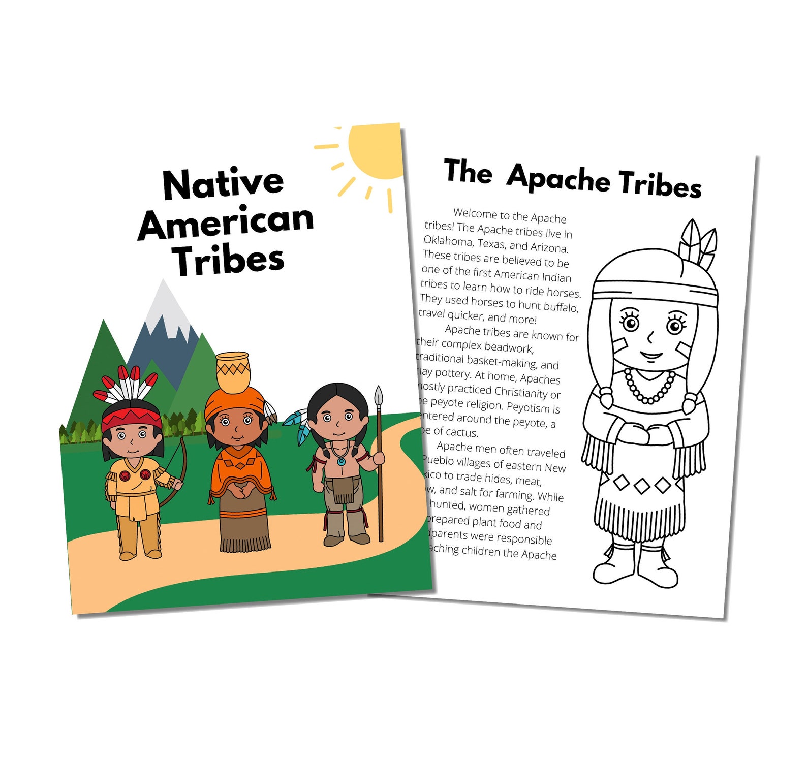 10 Prominent Native American Tribe Reading 1-pagers and Coloring Sheets ...