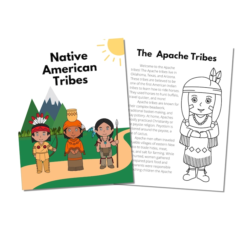 10 Prominent Native American Tribe Reading 1-pagers and Coloring Sheets ...
