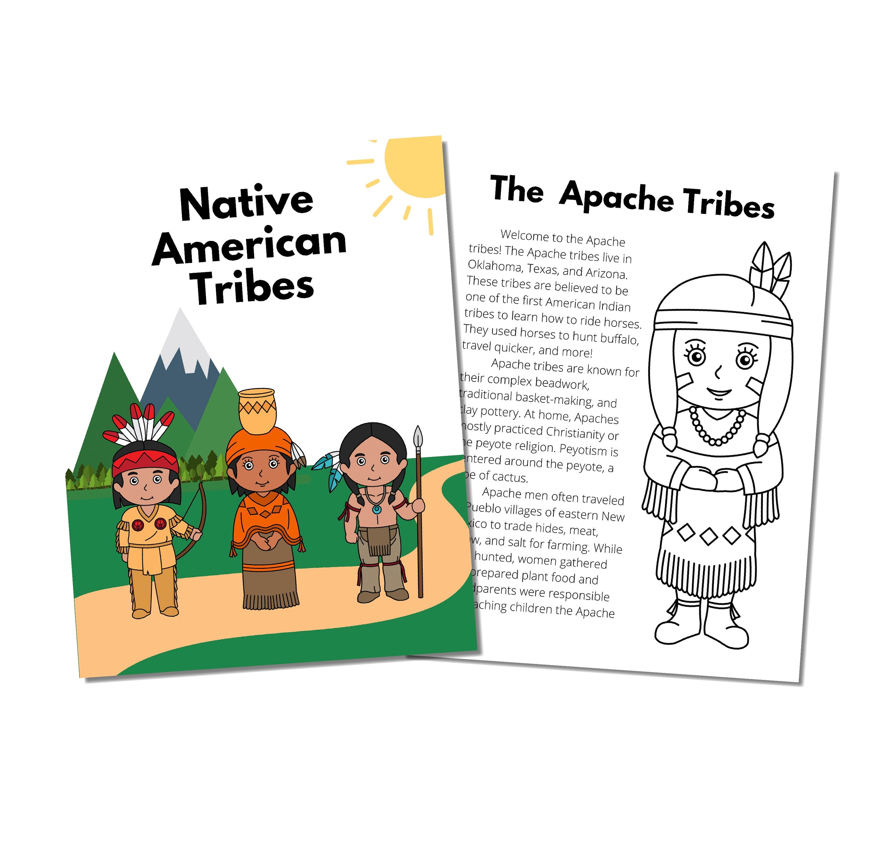 10 Prominent Native American Tribe Reading 1-pagers and Coloring Sheets ...