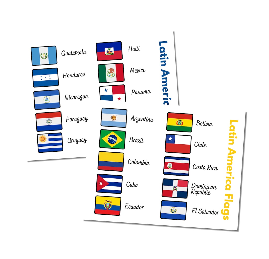 Latin America Flag Reference Sheet *INSTANT FIGITAL DOWNLOAD* - Etsy