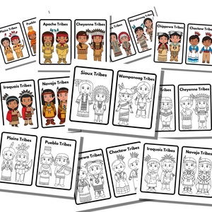 Native American Tribe Flashcards W/ Optional Matching Game (includes 10 ...