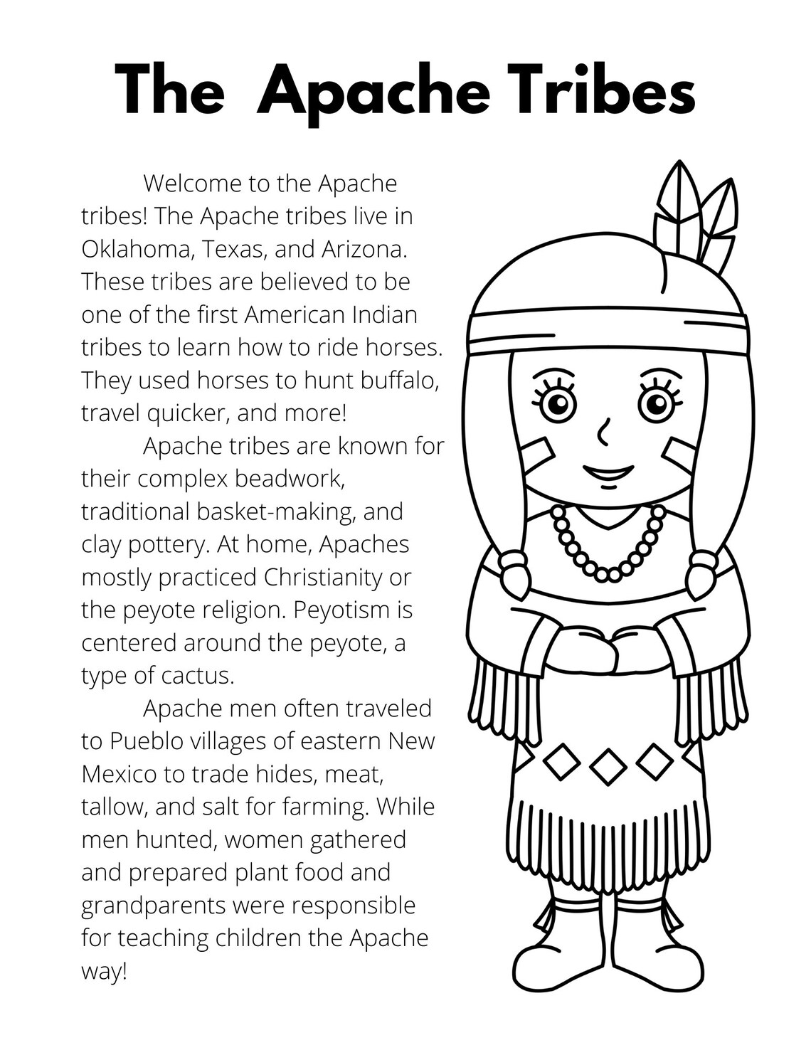 10 Prominent Native American Tribe Reading 1-pagers and Coloring Sheets ...