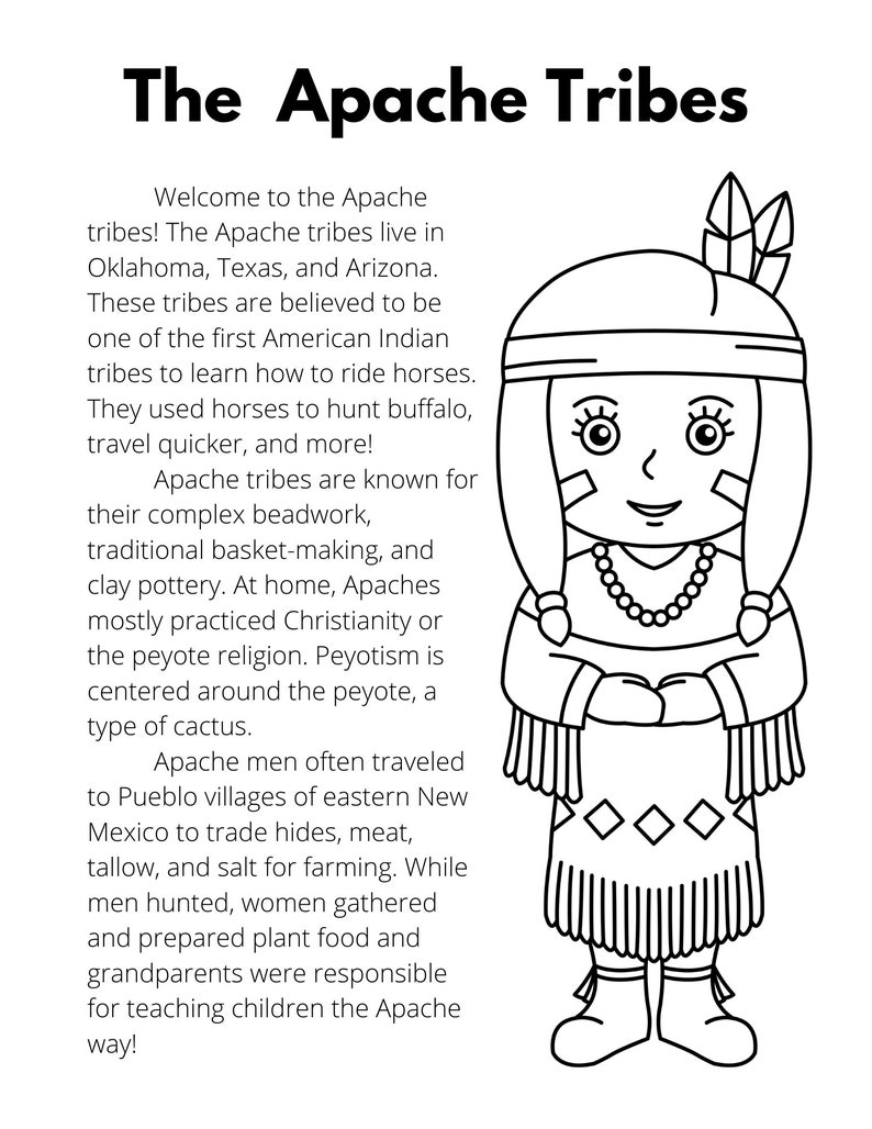 10 Prominent Native American Tribe Reading 1-pagers and Coloring Sheets ...