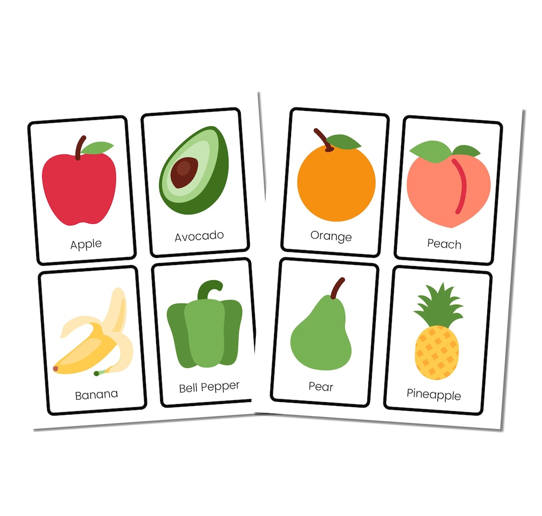 Healthy Fruits and Vegetables Flashcards *INSTANT DIGITAL DOWNLOAD* - Etsy