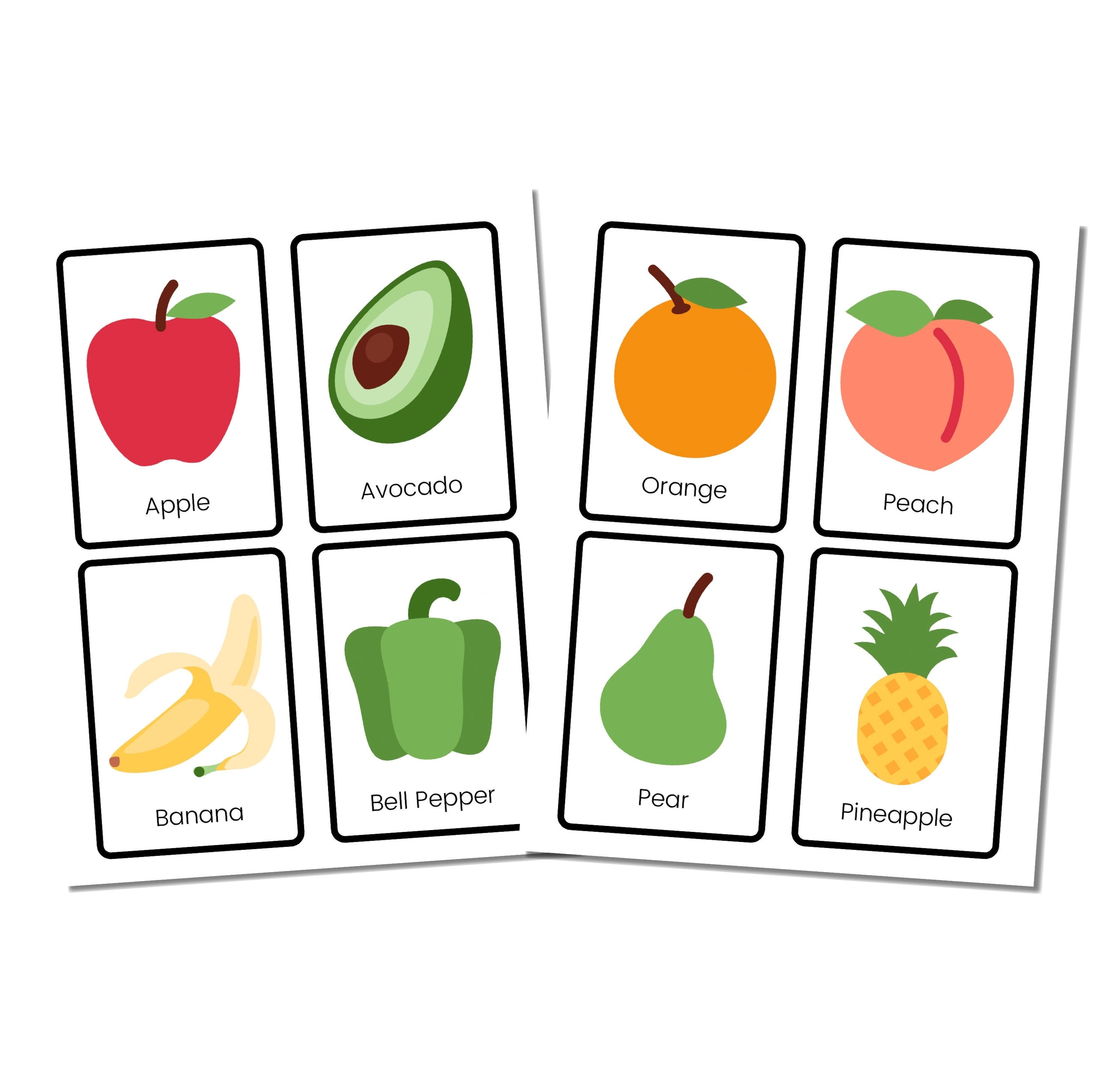 Healthy Fruits and Vegetables Flashcards *INSTANT DIGITAL DOWNLOAD* - Etsy