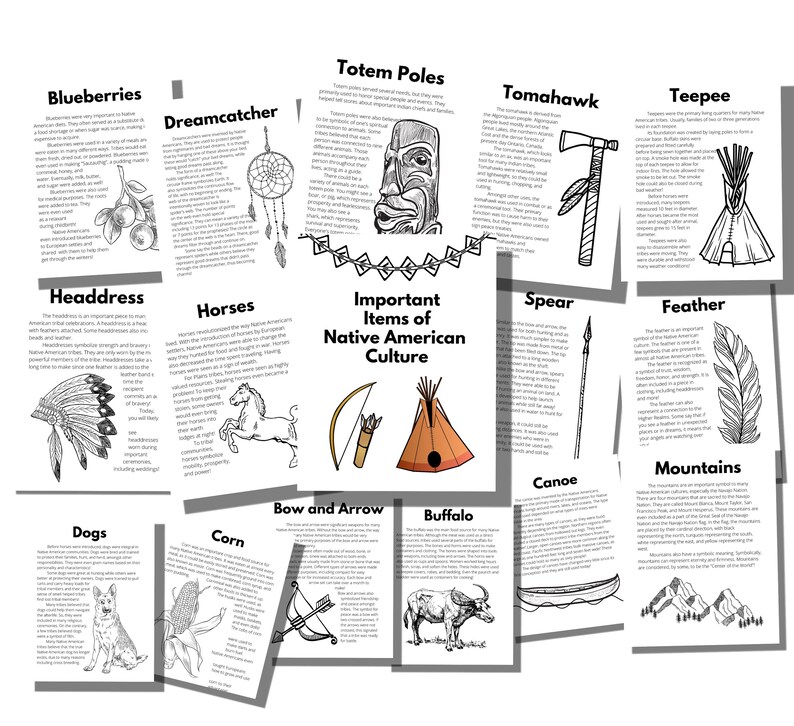 15 Important Items of Native American Culture Informational 1-pager and ...