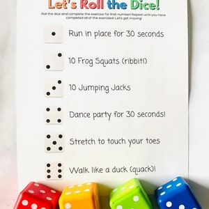 Making Exercise Fun Dice Exercise Game Mental Health / | Etsy