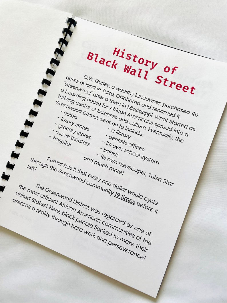 What is Black Wall Street? Activity Booklet - Includes Brief History ...