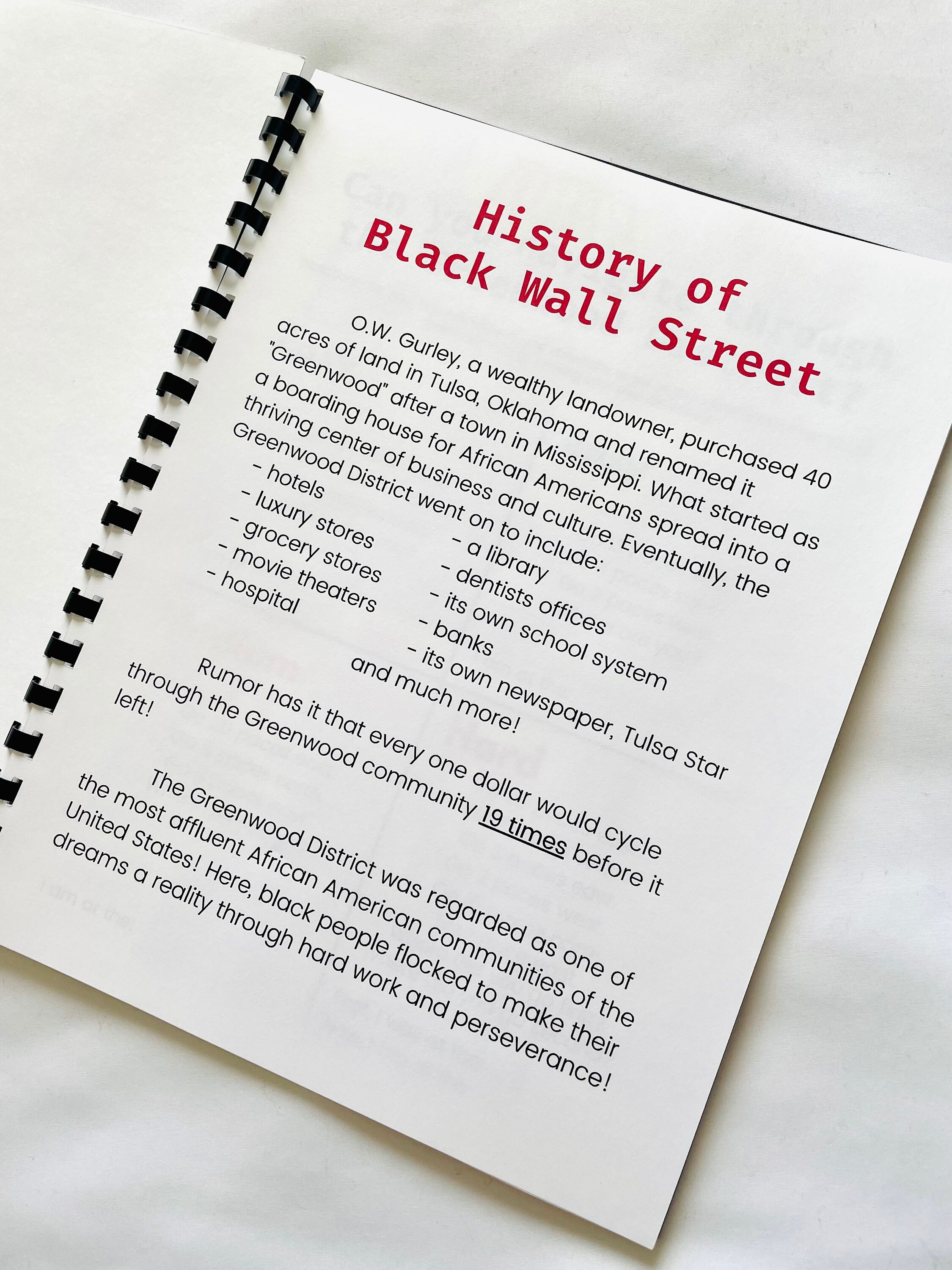 What is Black Wall Street? Activity Booklet - Includes Brief History ...