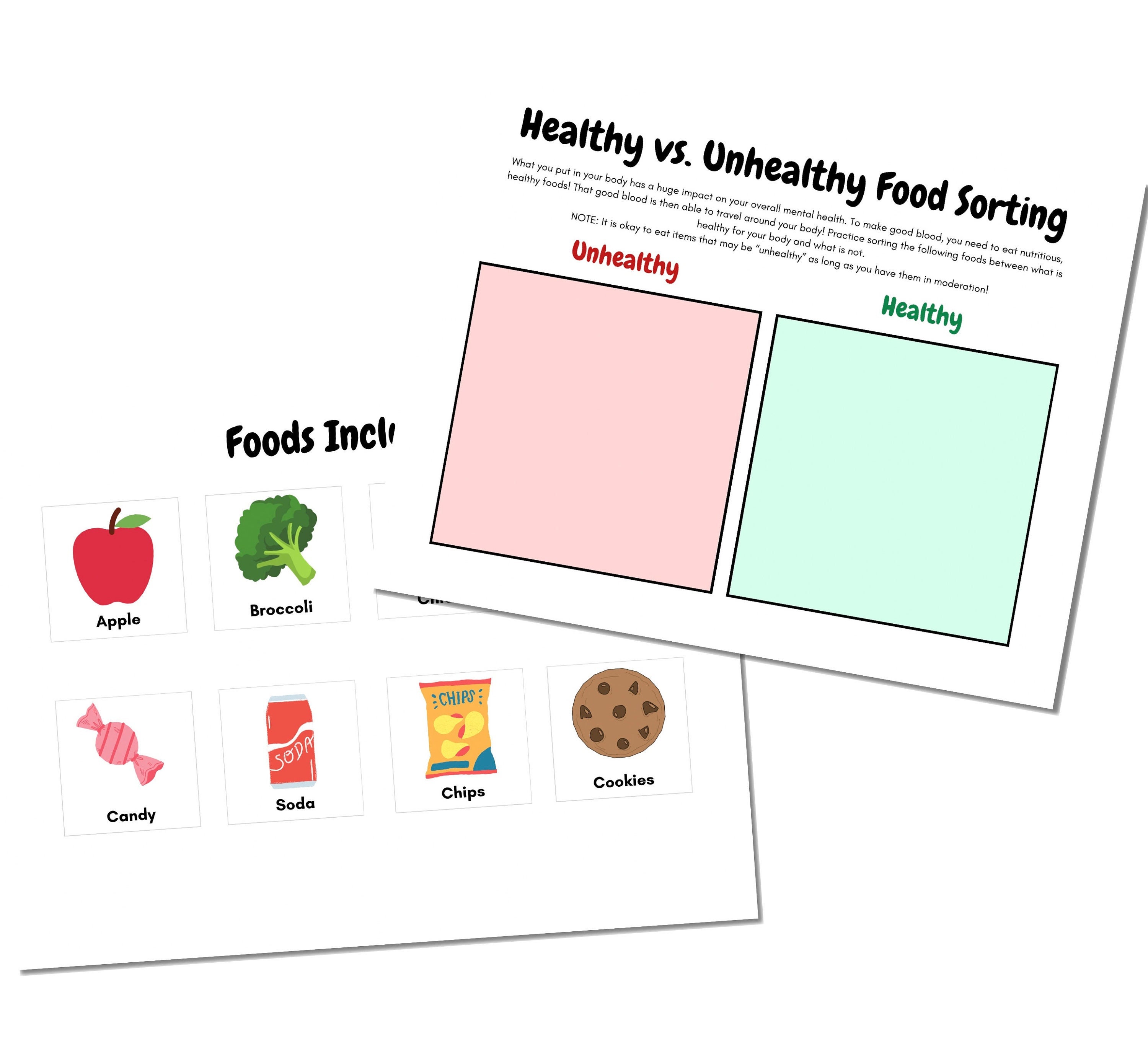 Healthy Vs. Unhealthy Food Sorting Activity - Sample Foods Included ...