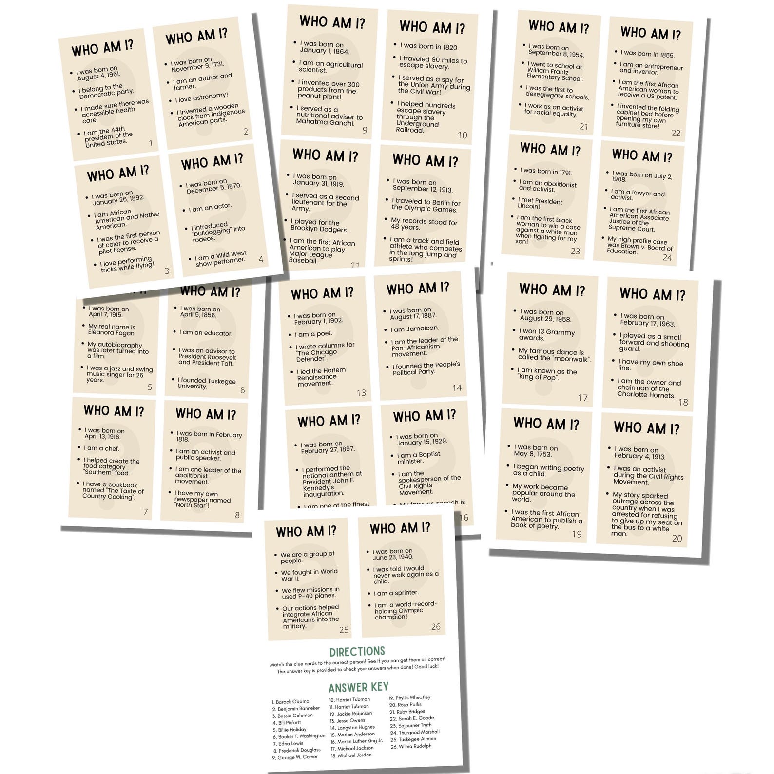 26 Important Figures in Black History - Printable Flashcards With ...