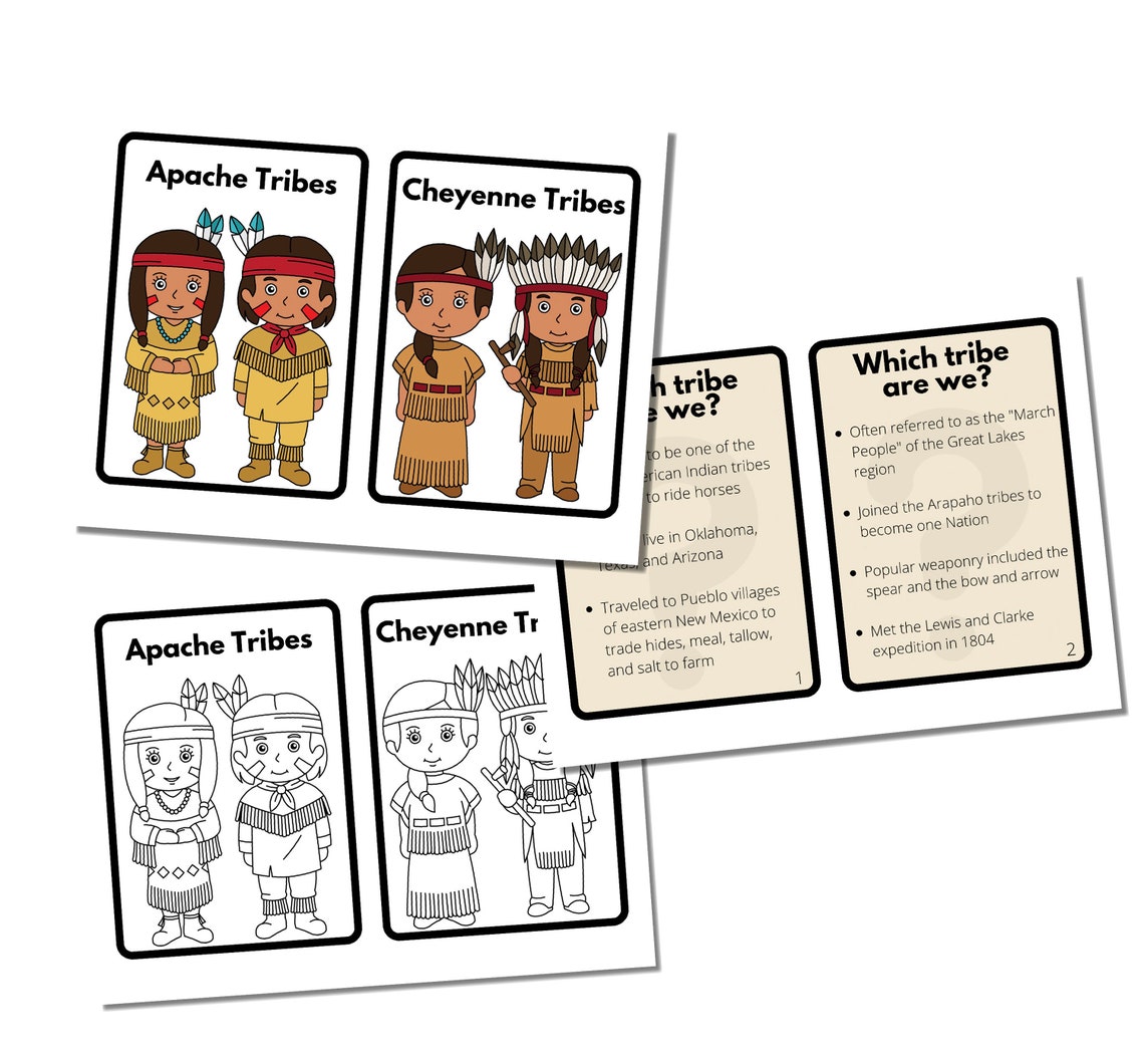 Native American Tribe Flashcards W/ Optional Matching Game (includes 10 ...