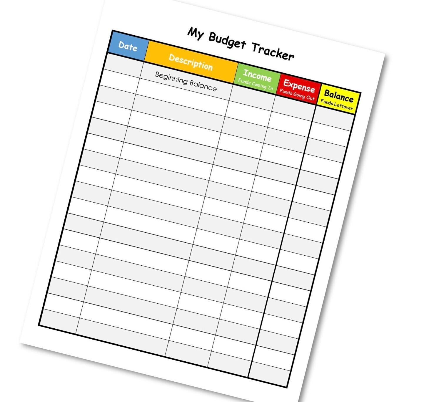 My Budget Worksheet
