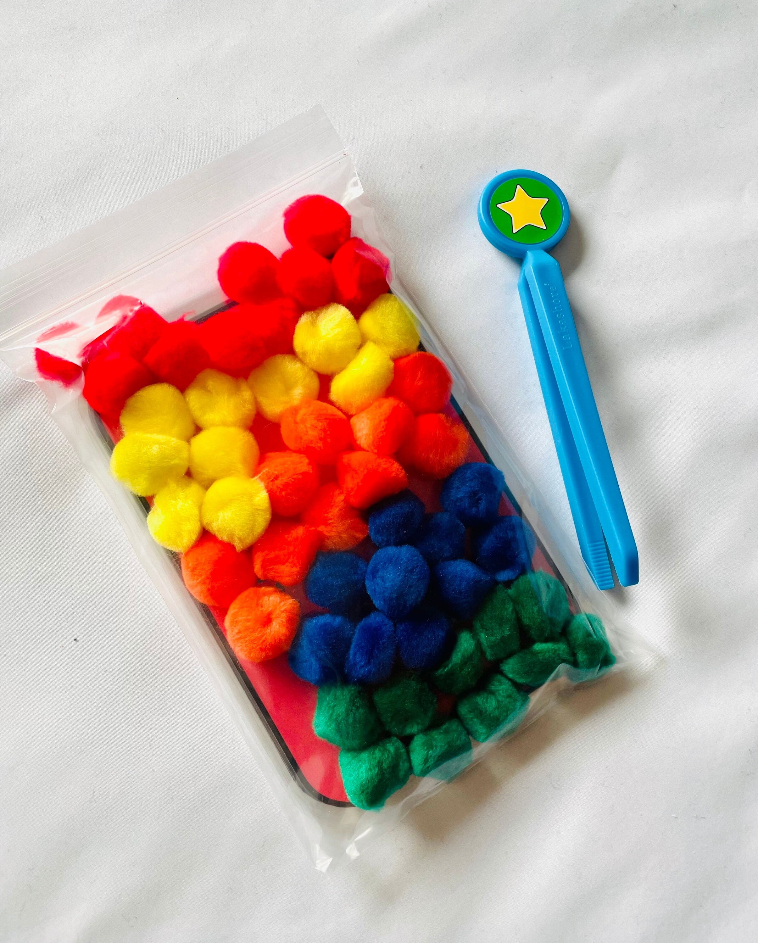 Color Sorting With Pom-poms and Sensory Tweezers Includes Red, Orange ...