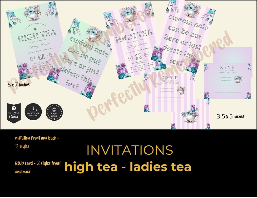 Editable High Tea Invitations, Customizable Invitations, Ladies Tea ...