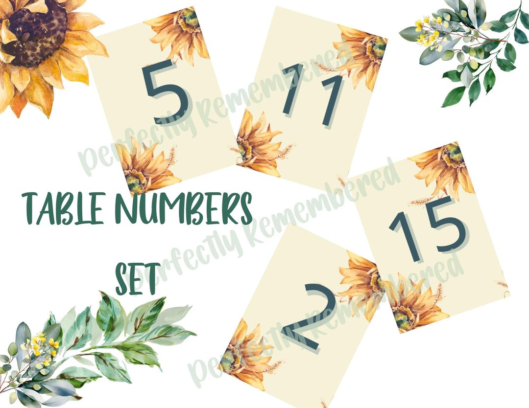 Sunflower Table Numbers: Printable Party Decor (digital Download) - Etsy