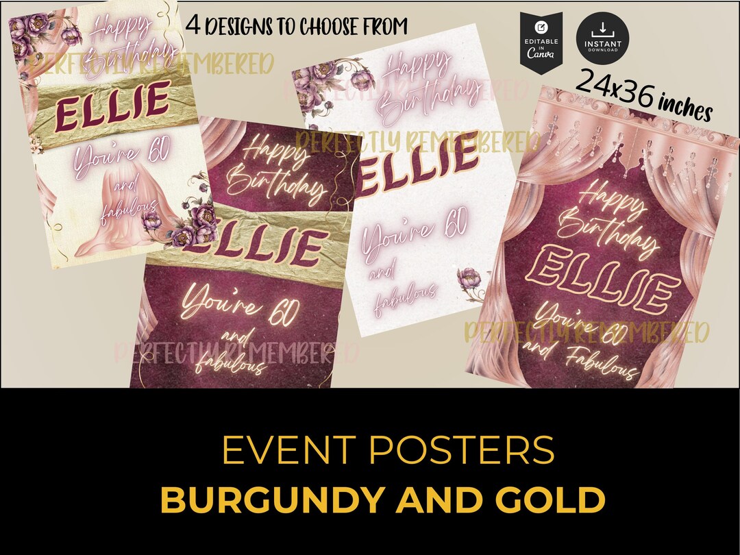 Editable Birthday Poster, Customizable Birthday Poster, Milestone ...