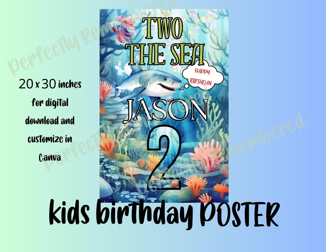 Editable Birthday Poster, Customizable Birthday Poster, Under the Sea ...