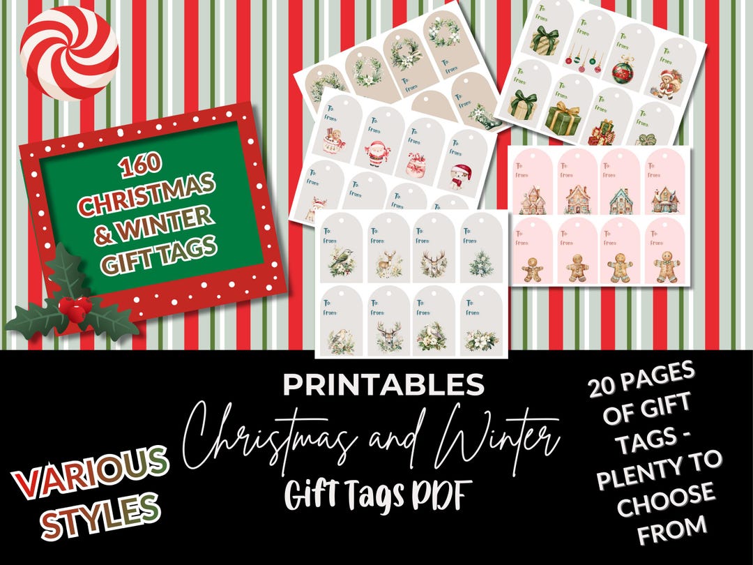 Christmas and Winter PRINTABLE Gift Tags | Holiday Tags | Kids & Adults ...