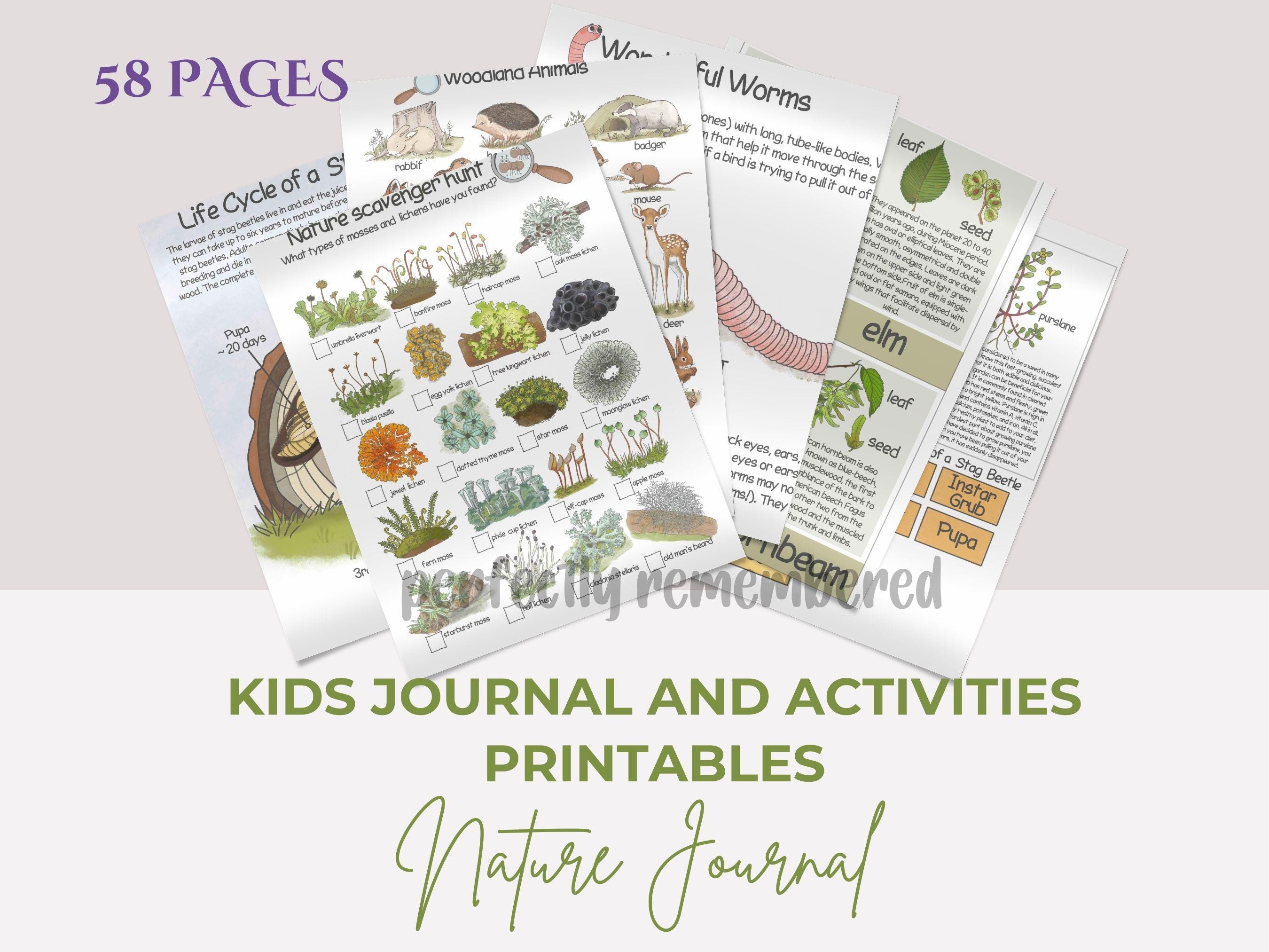 Kids Nature Journal Printable, Kids Fun Activity Sheets for Enhancing ...