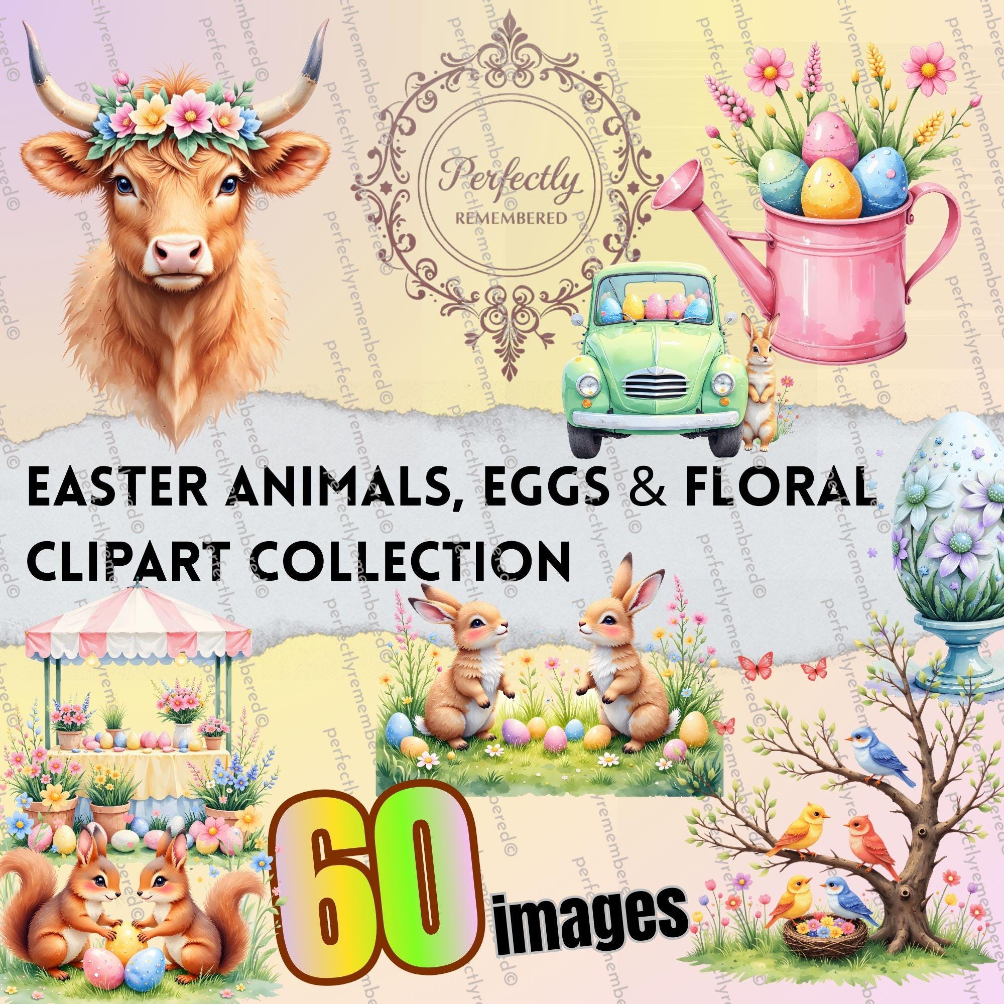 Easter Farm Animals Clipart Bundle, Spring Flower Market Stand ...