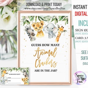 SAFARI Baby Shower Guess How Many Animals Are in the Jar Game Sign ...