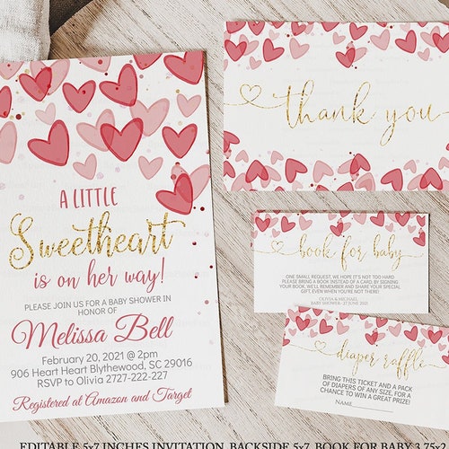 Editable Valentine Baby Shower Favor Tag Little Sweetheart - Etsy