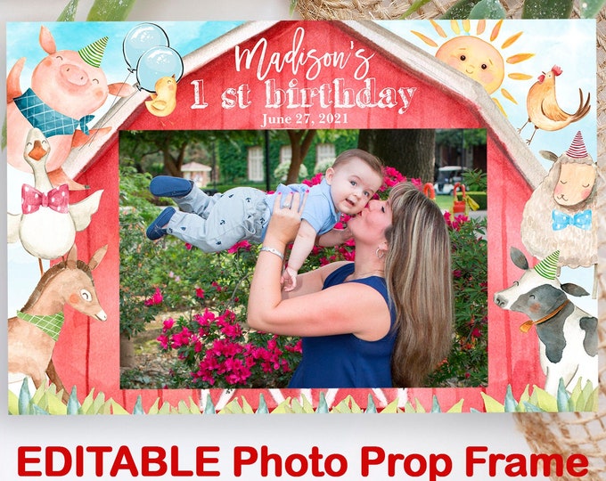EDITABLE Photo Booth Frame Birthday Boy Birthday Photo Prop - Etsy