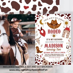 Second Rodeo Cowboy Birthday Party Invitation Red Wild West Cowboy 2nd ...