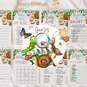 EDITABLE Insect Baby Shower Games Beetle Bee Snail Baby Shower Games ...
