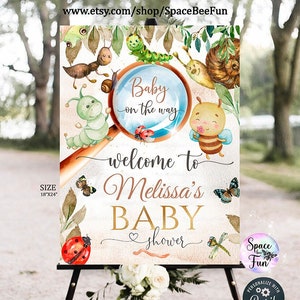 EDITABLE Insect Baby Shower Welcome Sign, Beetle Bee Snail Baby Shower ...