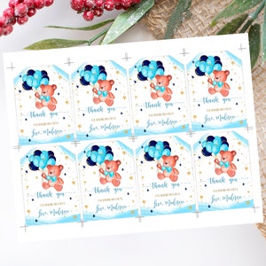 Editable Bear Thank You Birthday Favor Tags Beary Much Little Cub Tag ...