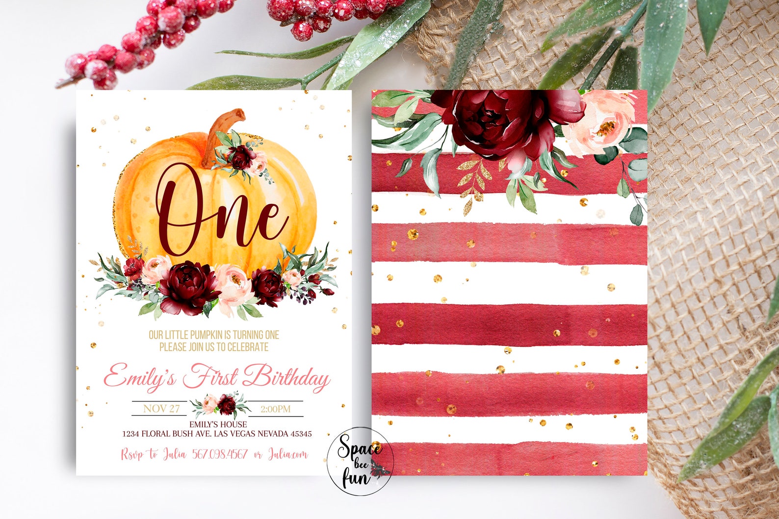 Editable Pumpkin First Birthday Invitation Little Pumpkin Fall - Etsy