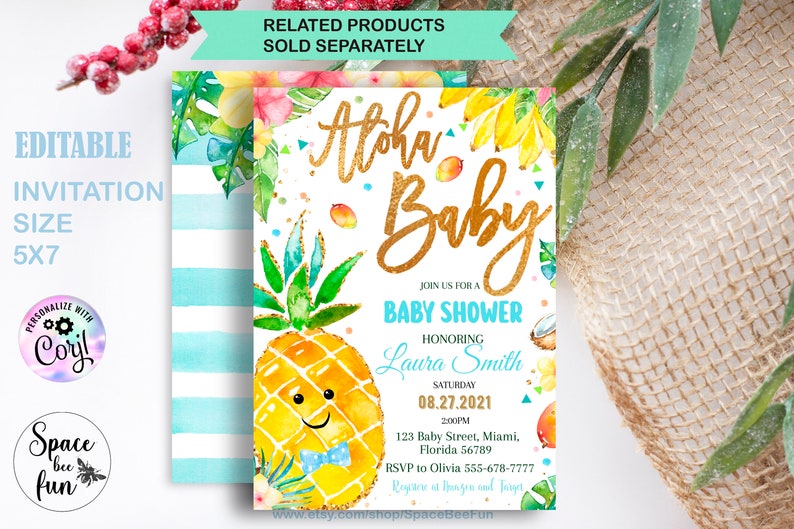EDITABLE Aloha Baby Shower Favor Tags Aloha Baby Shower - Etsy