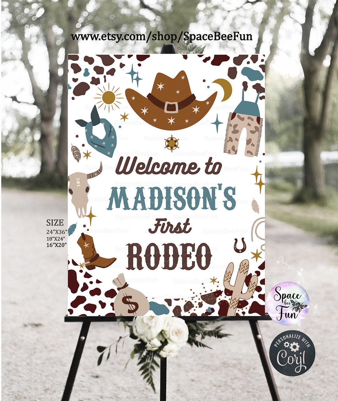Cowboy My First Rodeo Welcome Sign Birthday Sign Editable Wild West ...