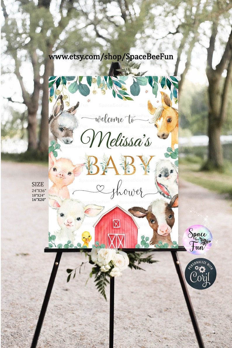 Farm Baby Shower Animals Welcome Sign Boy Centerpieces Farm - Etsy