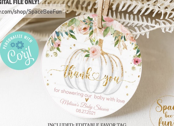 Editable Pumpkin Baby Shower Favors Baby Shower Thank you tags Favor ...