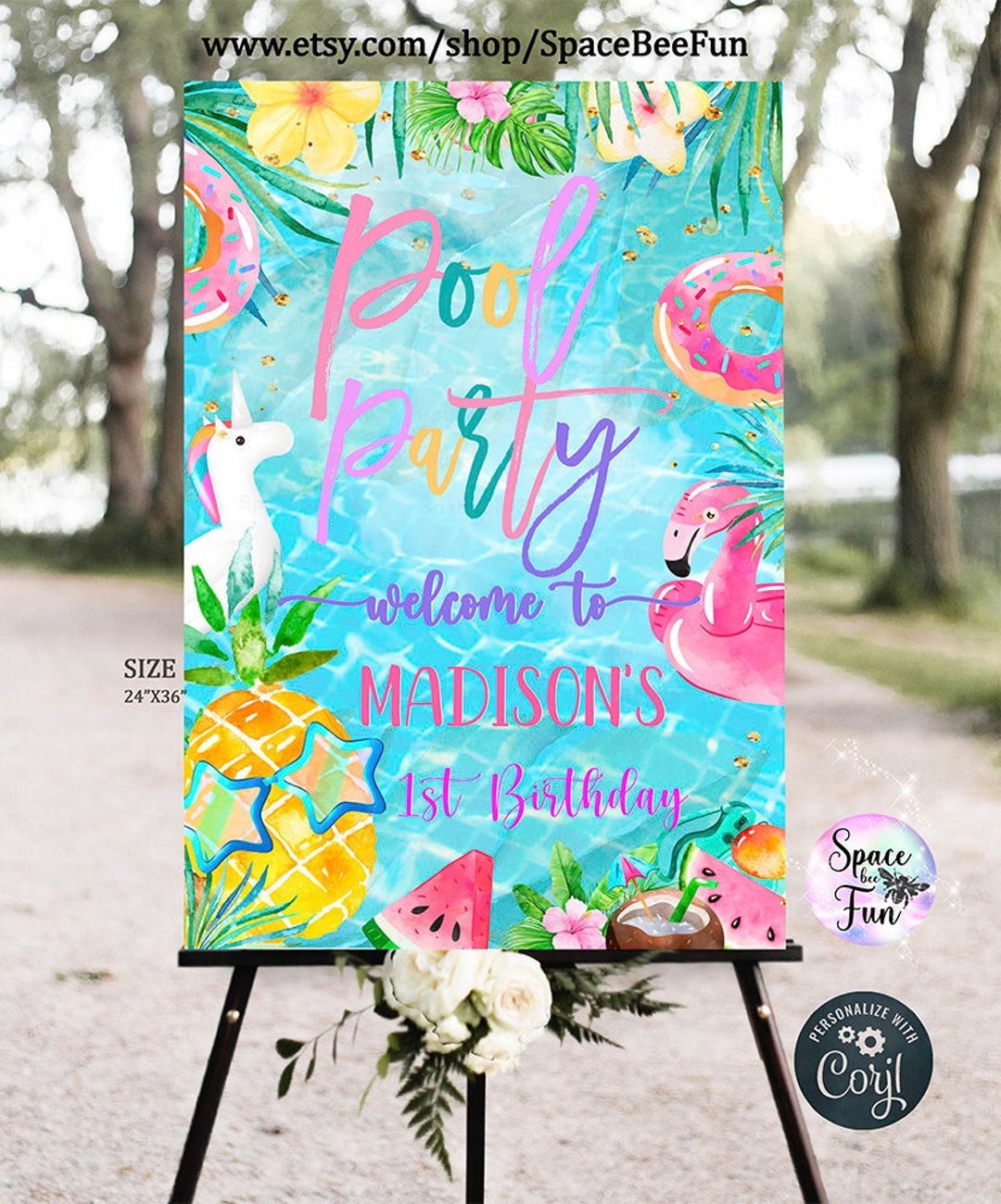 Pool Party Welcome Sign Splash Tropical Party Pool Party Swim Pool ...