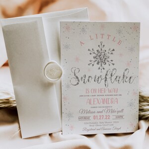 Editable Snowflake Baby Shower Invitation Theme A Little - Etsy